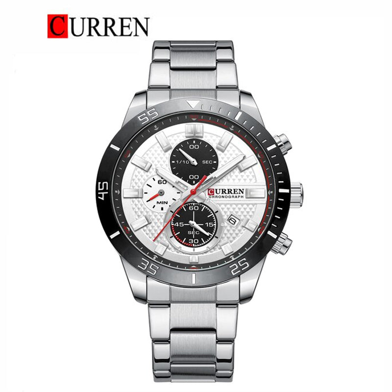 CURREN Original Brand Stainless Steel Band Wrist Watch For Men With Br ...